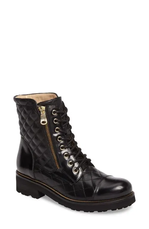 Ron White Tiffany Water Resistant Combat Boot Onyx Leather Editorialist